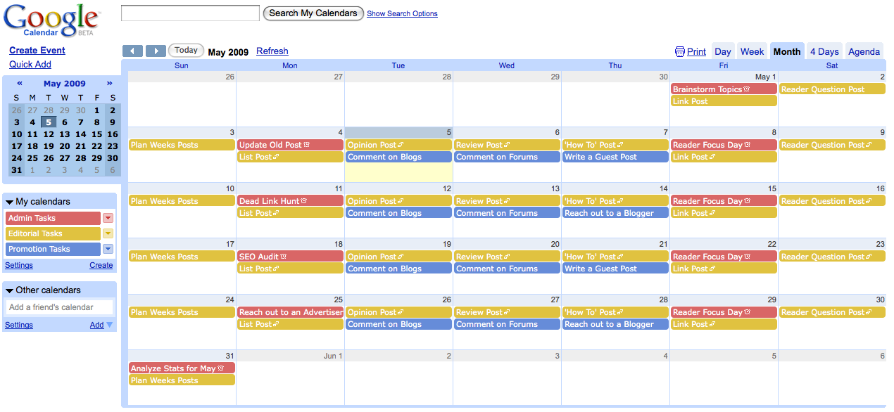 PB012 Create An Editorial Calendar For Your Blog Day 12 Of 31 Days To 
